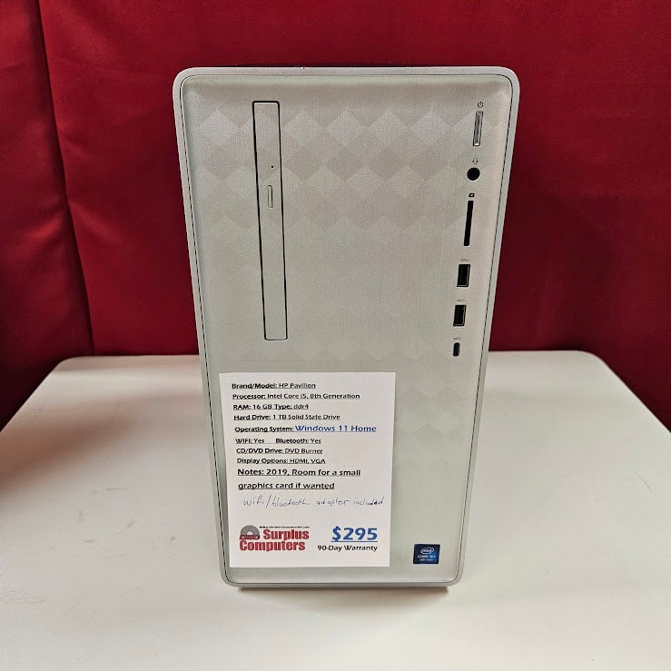 HP Pavilion Windows 11 Desktop Computer DVD Burner | DISC Surplus Computers